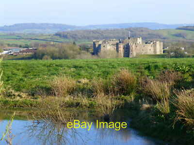 Photo 12x8 Pond at Pen-y-Parc - and Raglan Castle beyond Wern-y-cwrt ...
