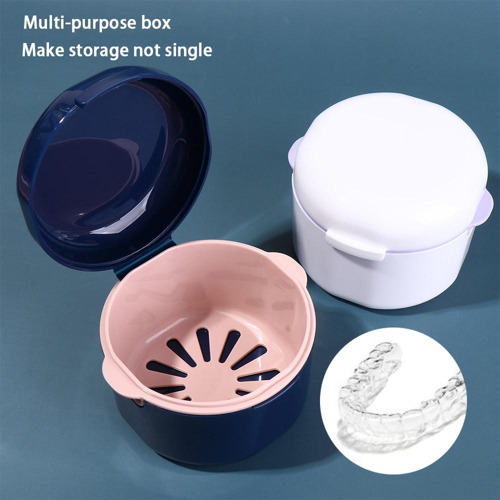 Denture Bath Case Dental False Teeth Storage Box Double Layer Hanging ...