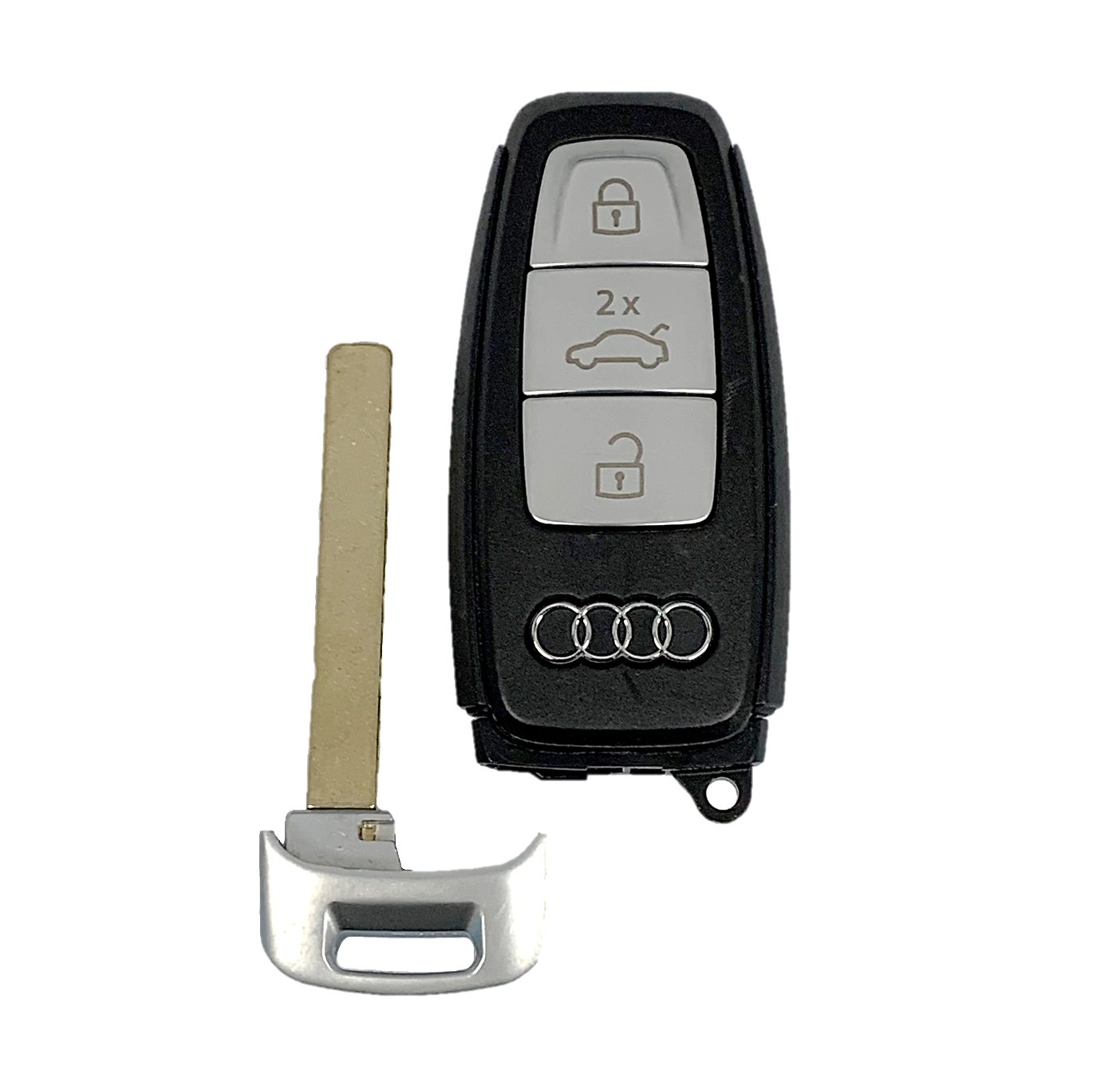 OEM AUDI Keyless Remote Fob Silver 4 Button + UNCUT Key Insert IYZ-AK2 ...