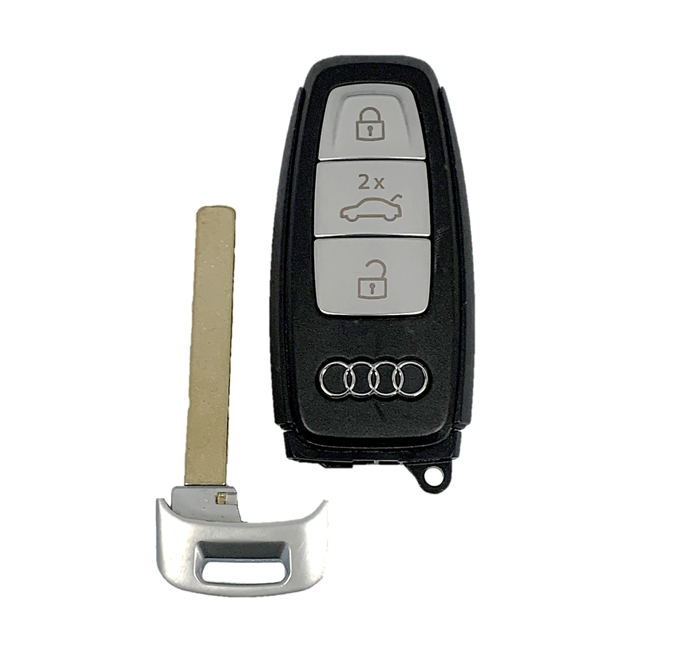 OEM AUDI Keyless Remote Fob Silver 4 Button + UNCUT Key Insert IYZ-AK2 ...
