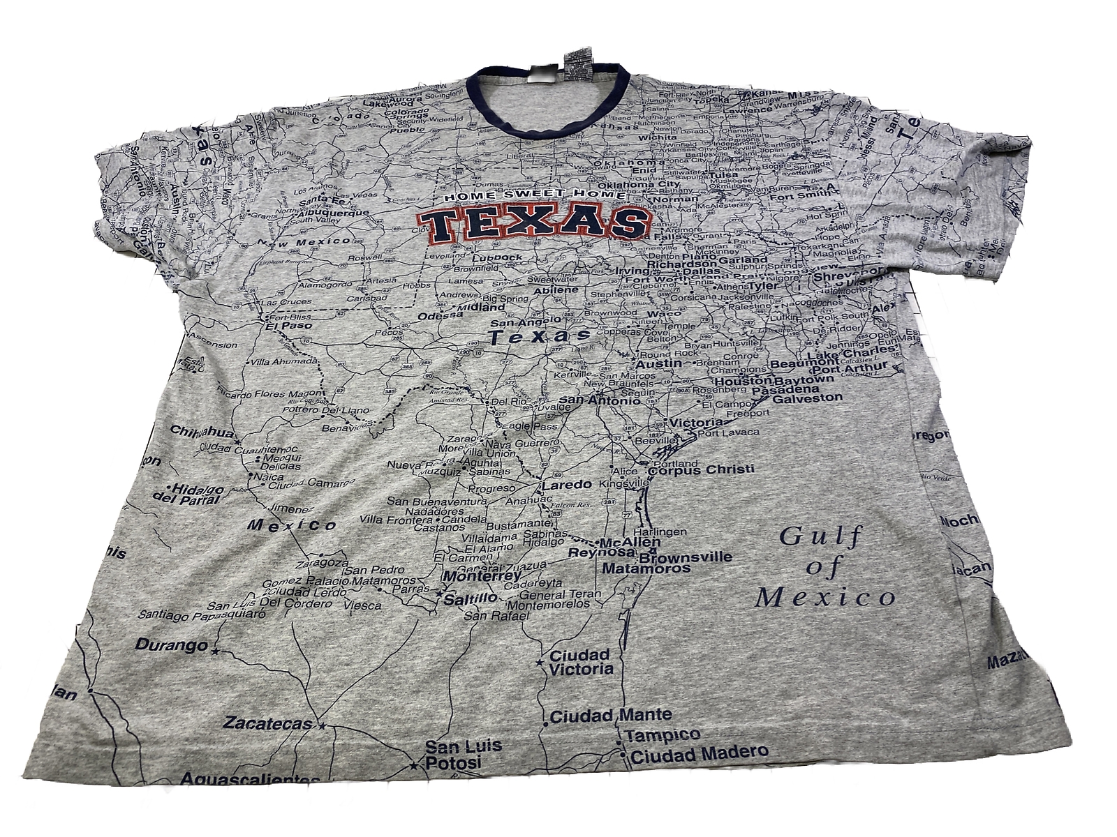 Vintage 90s Texas MAP ALL OVER PRINT HOME SWEET T-sh… - Gem
