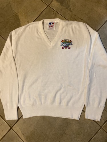 Vintage Los Angeles Dodgers Sweater Mens L White 100 Year Anniversary ...