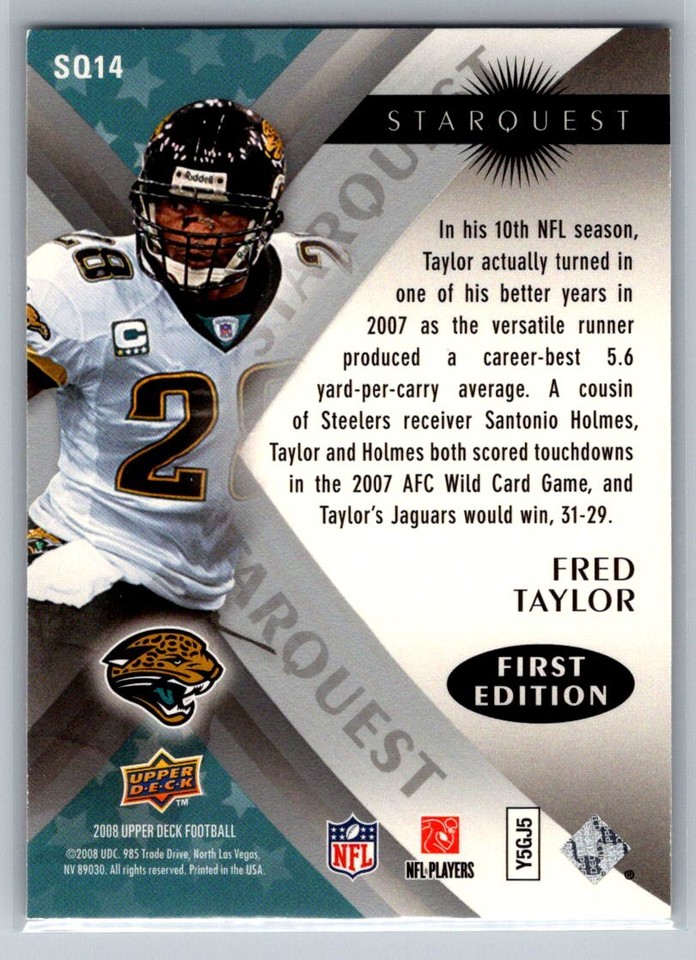 2008 Upper Deck Starquest #SQ14 Fred Taylor Jacksonville Jaguars ...