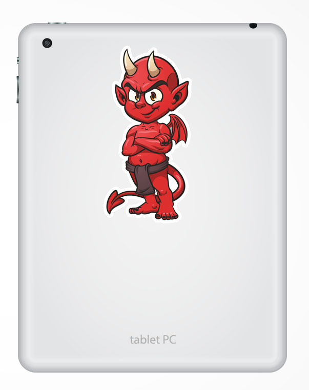 2 x 10cm Red Devil Vinyl Sticker Decal Motorbike Bike Helmet iPad ...
