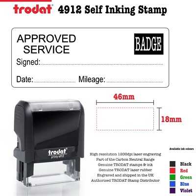 Car Garage Approved Service Stamp Self Inking Mechanic 46mm x 18mm ...