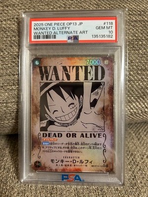 Monkey D. Luffy Wanted Book SP OP13-118 PSA10 | eBay