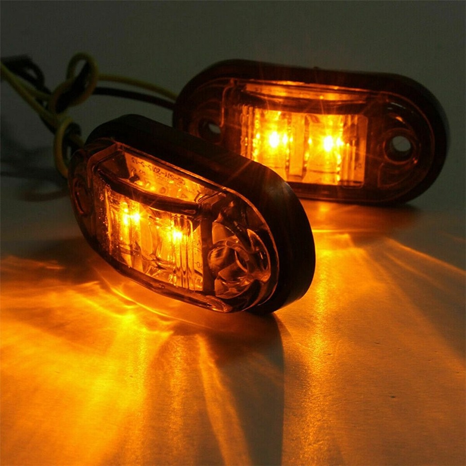 10/20Pcs Amber Oval LED Side Clearance Marker Lights 2.5" For Car Truck ...