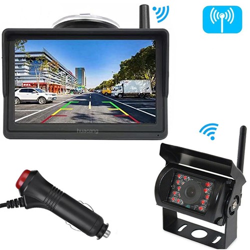 Wireless Backup Camera 5'' Monitor Kit For Truck RVs Caravan Rear View ...