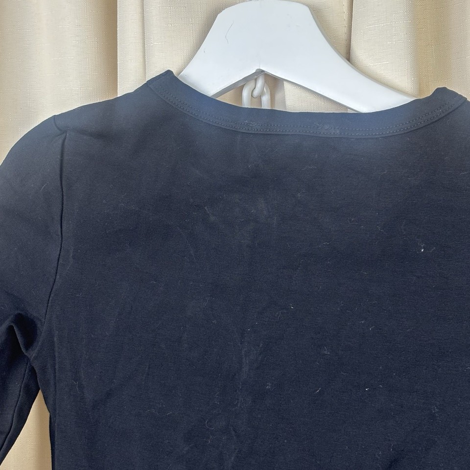 White Fox Womens Baby Tee T-Shirt Long Sleeve Logo Black Size XS | eBay