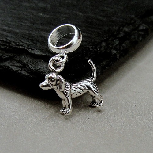 925 Sterling Silver Beagle Dog Dangle Bead Charm - fits European ...