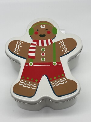 Gingerbread Man Shaped Tin Box for Cookies Candy Gifts | eBay