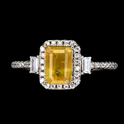 Chauffé Octogone Jaune Saphir Simulé Zircone Gemme 925 Bague en Argent ...
