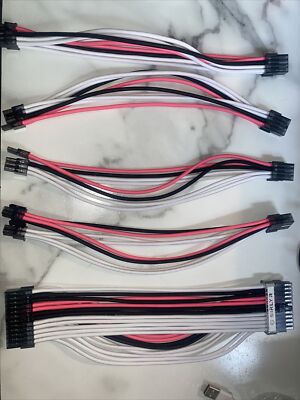 Colorful MOD Extension Combo Sleeved Extension Cable Kit Pink White ...