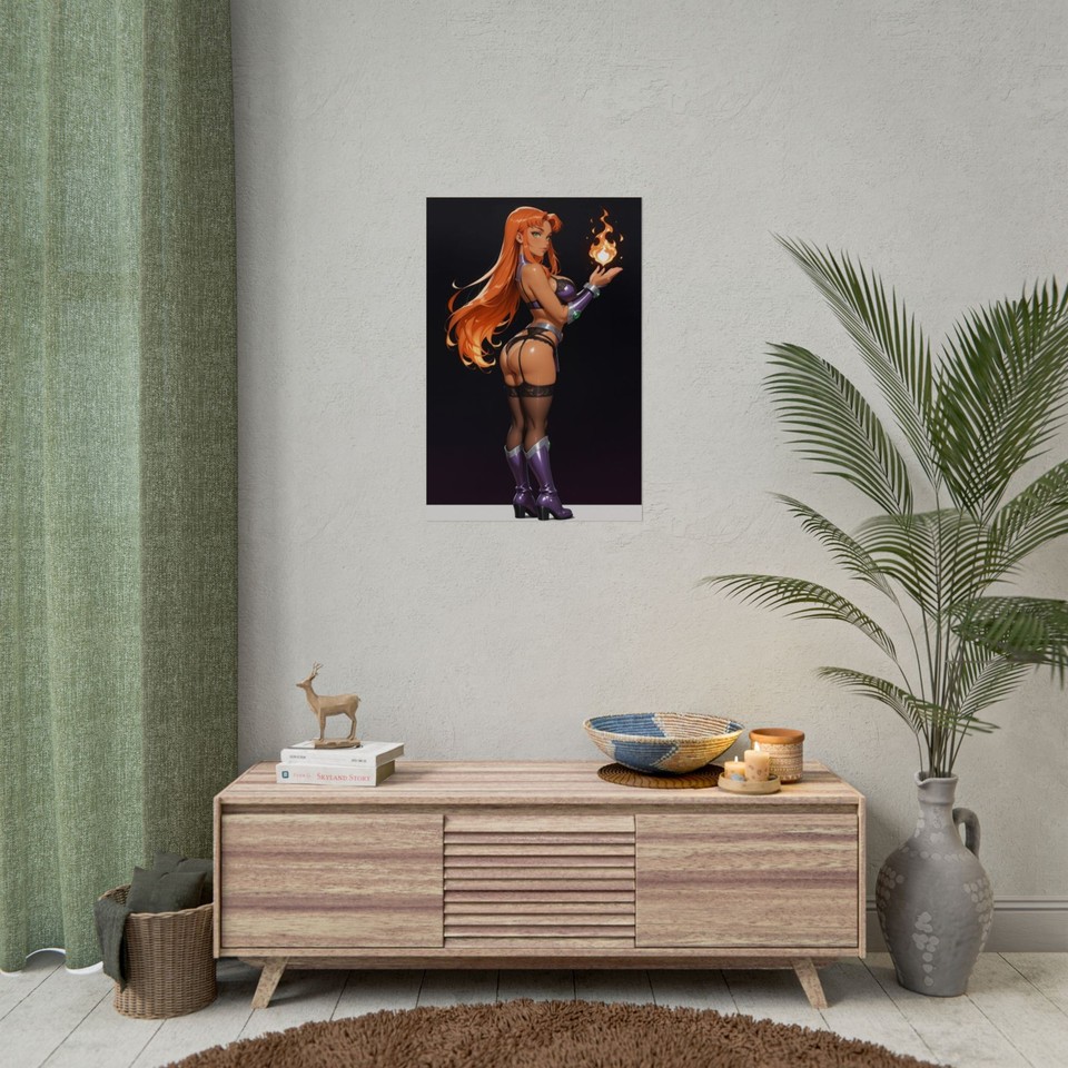 Starfire Poster, Teen Titans Wall Art Print, Sexy Pin-Up Girl Decor ...