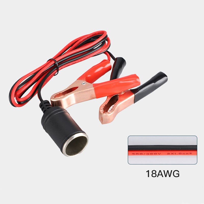 1M Car Alligator Clips Cigarette Lighter Adapter Socket Cable Extension ...