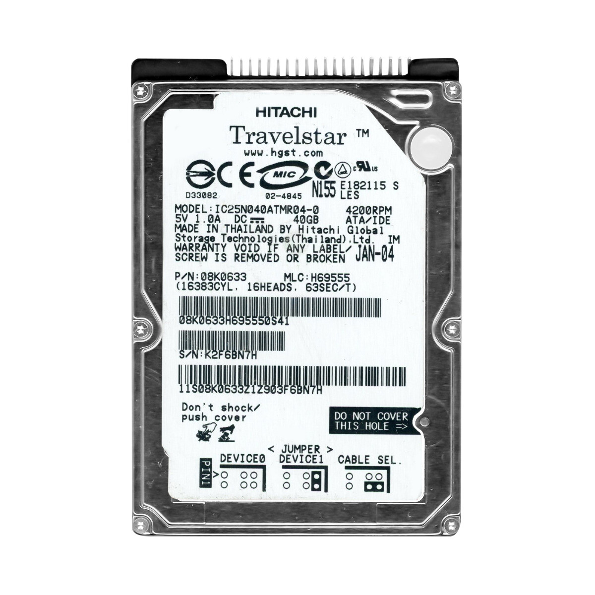 Hitachi Ic25n040atmr04-0 40gb 2.5" IDE Hard Disk Drive HDD for sale ...