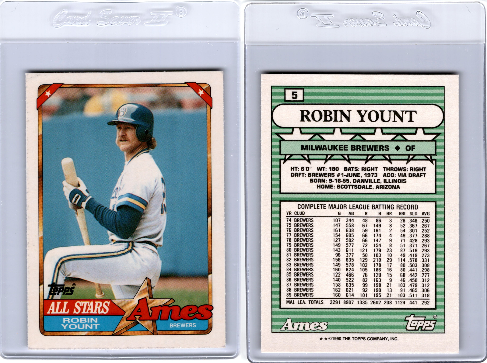 1990 Topps Ames All-Stars #5 Robin Yount - Milwaukee Brewers | eBay