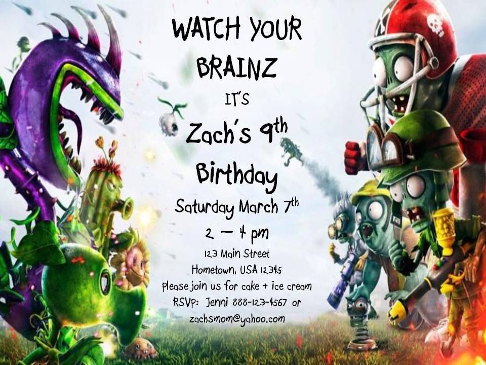 Plants Vs Zombies Birthday Graphics