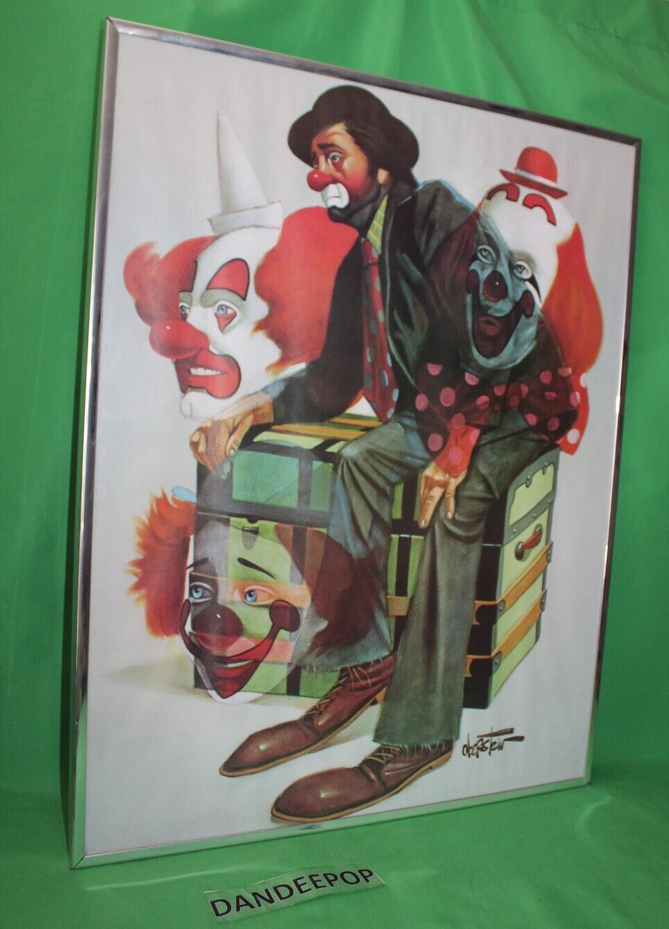 Oberstein Art Print Clown Sitting With Emmett Kelly On Trunk Framed 28 x 22 | eBay