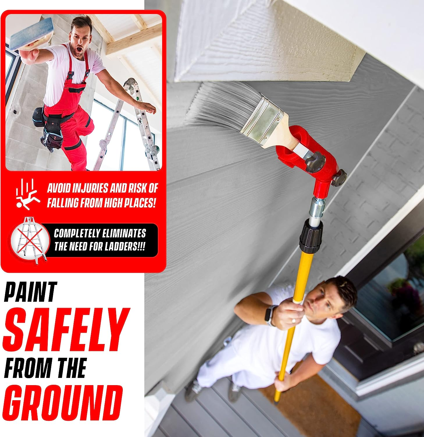 Multi-Angle Paint Brush Extender, Paint Edger Tool for High Ceilings ...