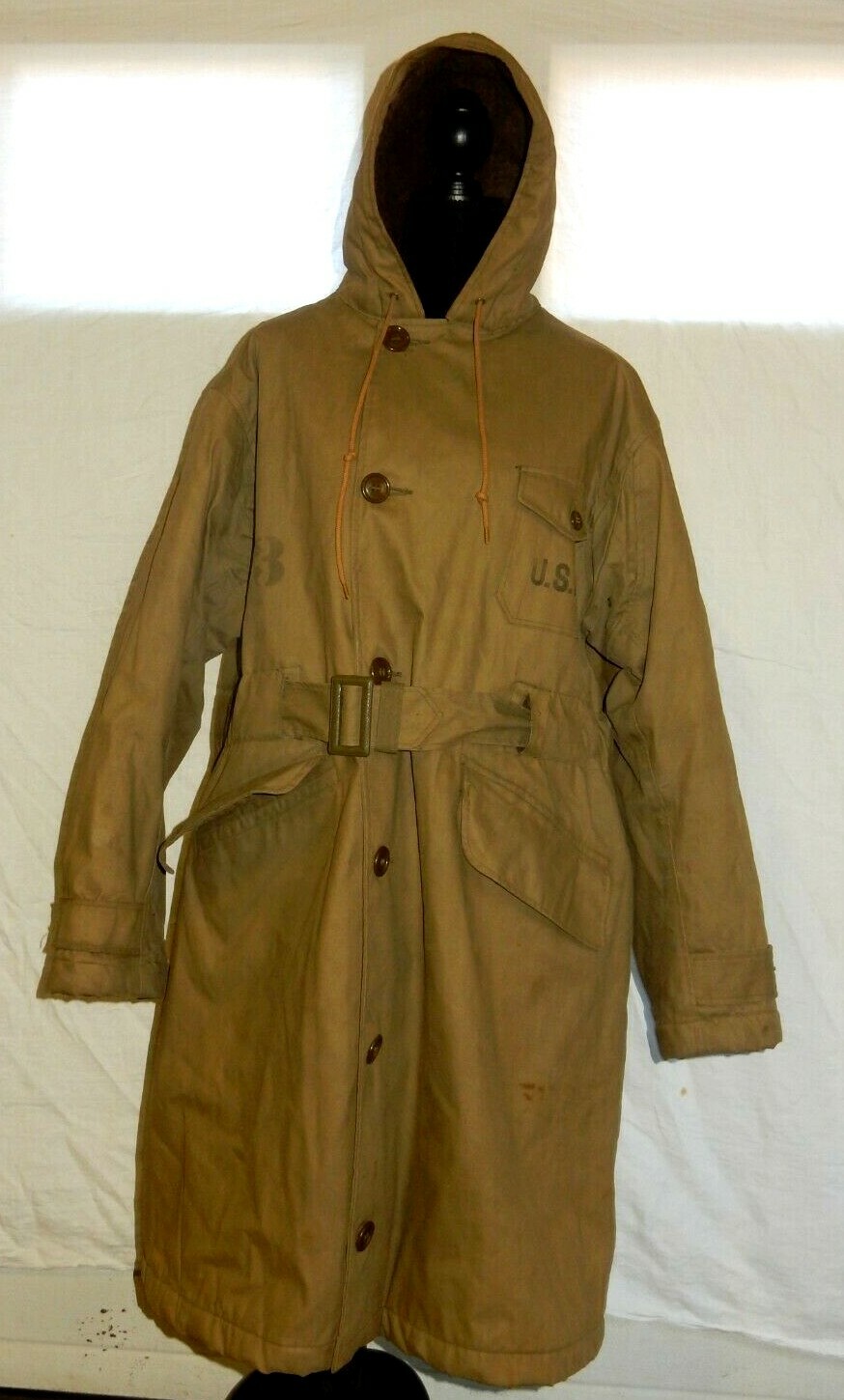 VINTAGE USN 1940's MILITARY US NAVY GREEN PARKA JACKE… - Gem