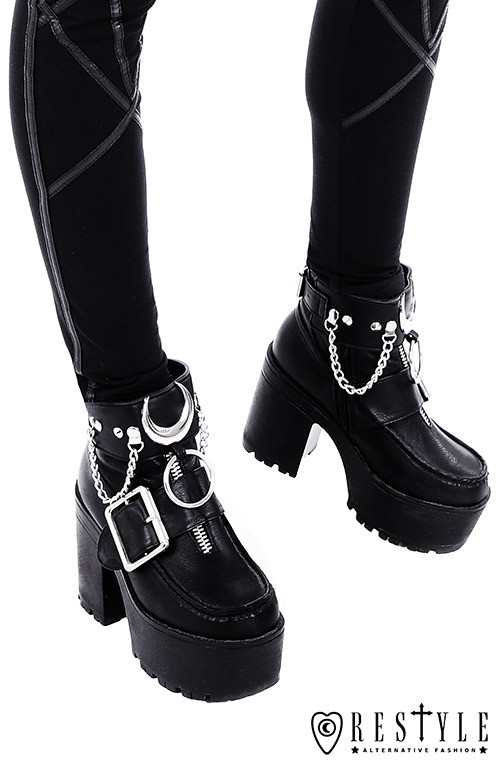 Restyle Iron Moon Cuffs Black Gothic Emo Punk Shoes Ankle Bracelets ...