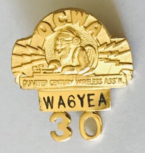 QCWA Quarter Century Wireless Association 30 Years Pin Badge Rare ...