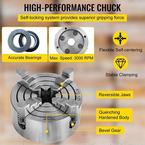 4 Jaw Lathe Chuck Independent Grinding Machine External Jaw Cast Iron ...