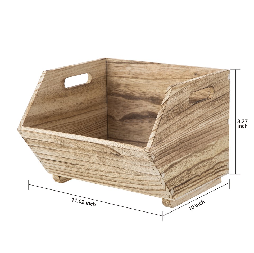 (2 pack) Adult Natural Wood Stacking Storage Bin Set 2-Piece | eBay