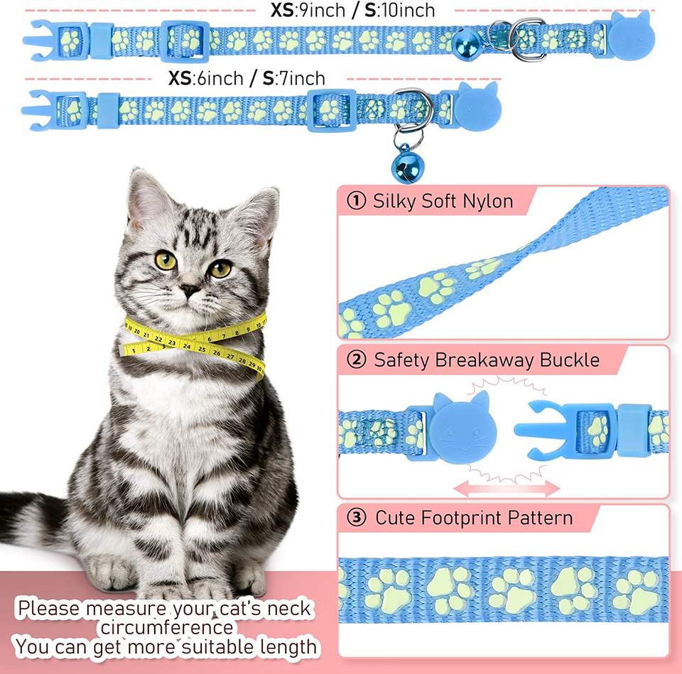 Cat Collars Breakaway Reflective, Super Soft Nylon Kitten Collars ...