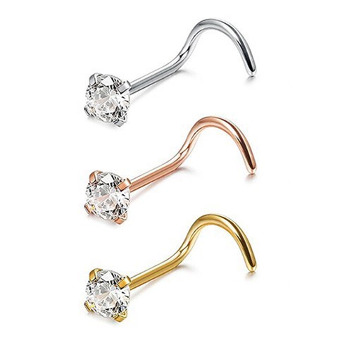 1x Acier Inoxydable Cristal Piercing Nez Anneau Nez Stud Anneaux Bijoux De Corps | eBay