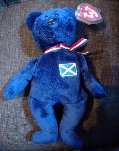 Ty 2001 Beanie Baby SCOTLAND the Bear With Tags, Ribbon, & Flag on ...