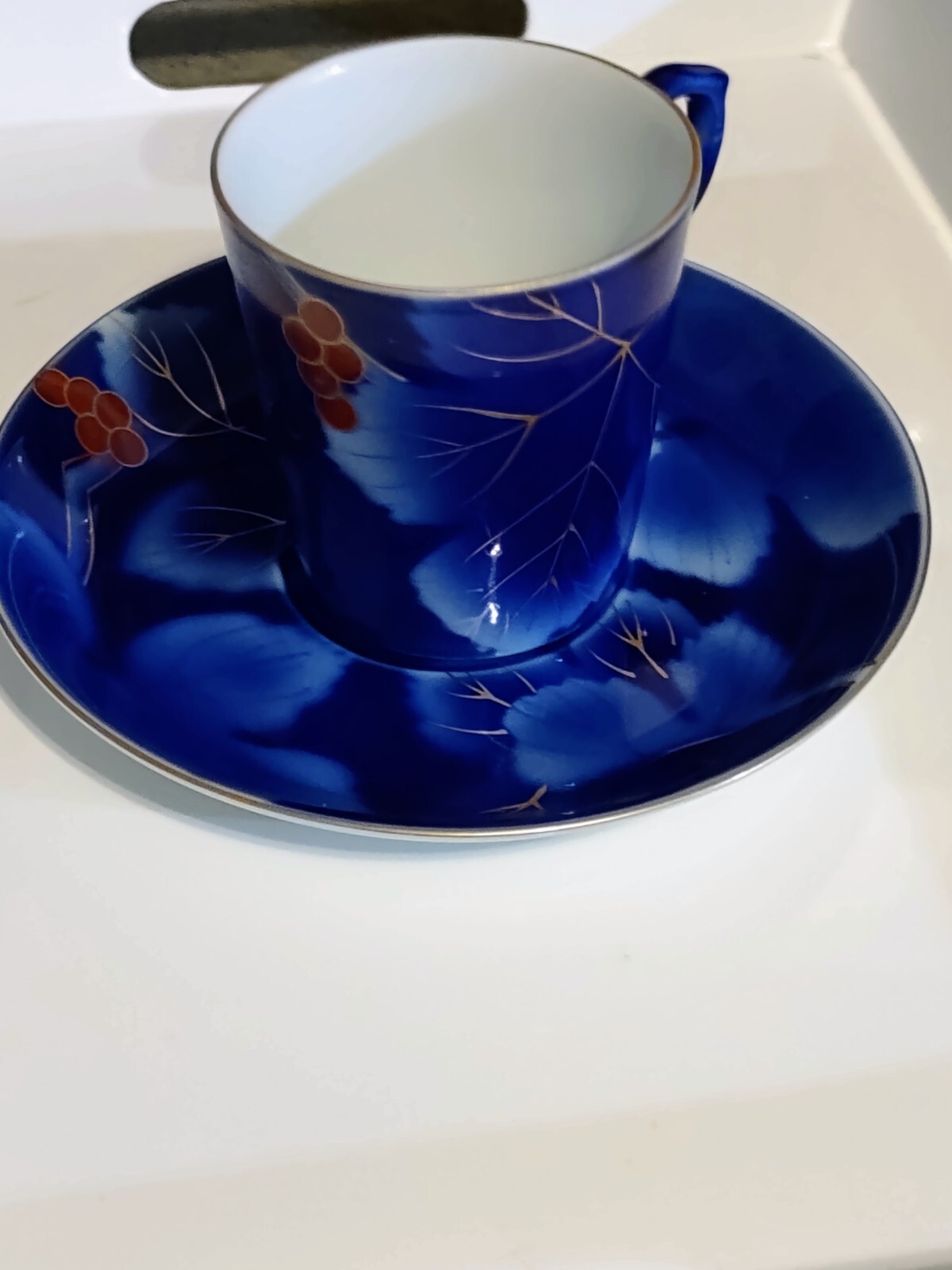 Cobalt Blue Grapes Decoration Japanese Bone China set Fukagawa Seiji ...