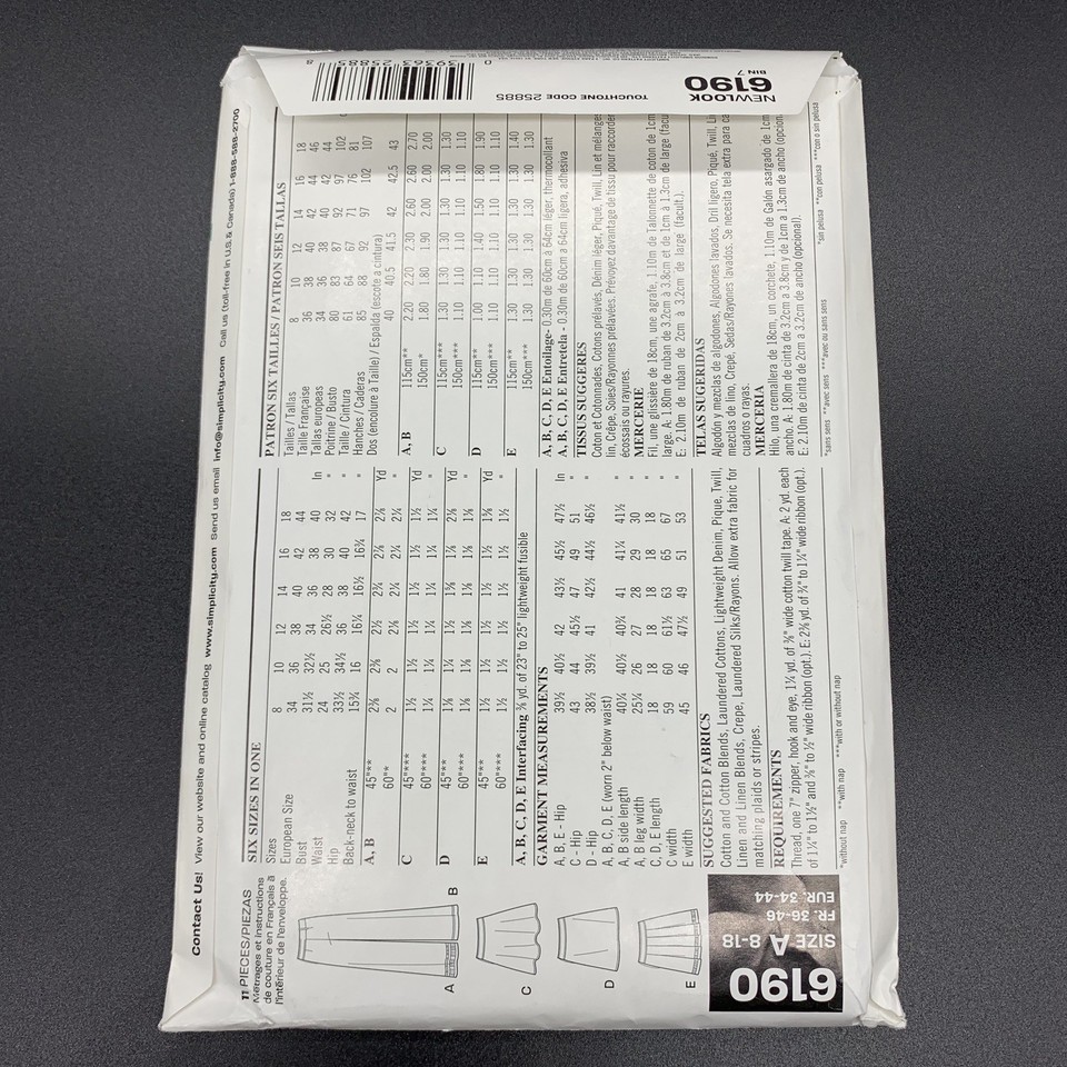 Simplicity New Look Sewing Pattern #6190 Misses Pants and Skirts 8-18 ...