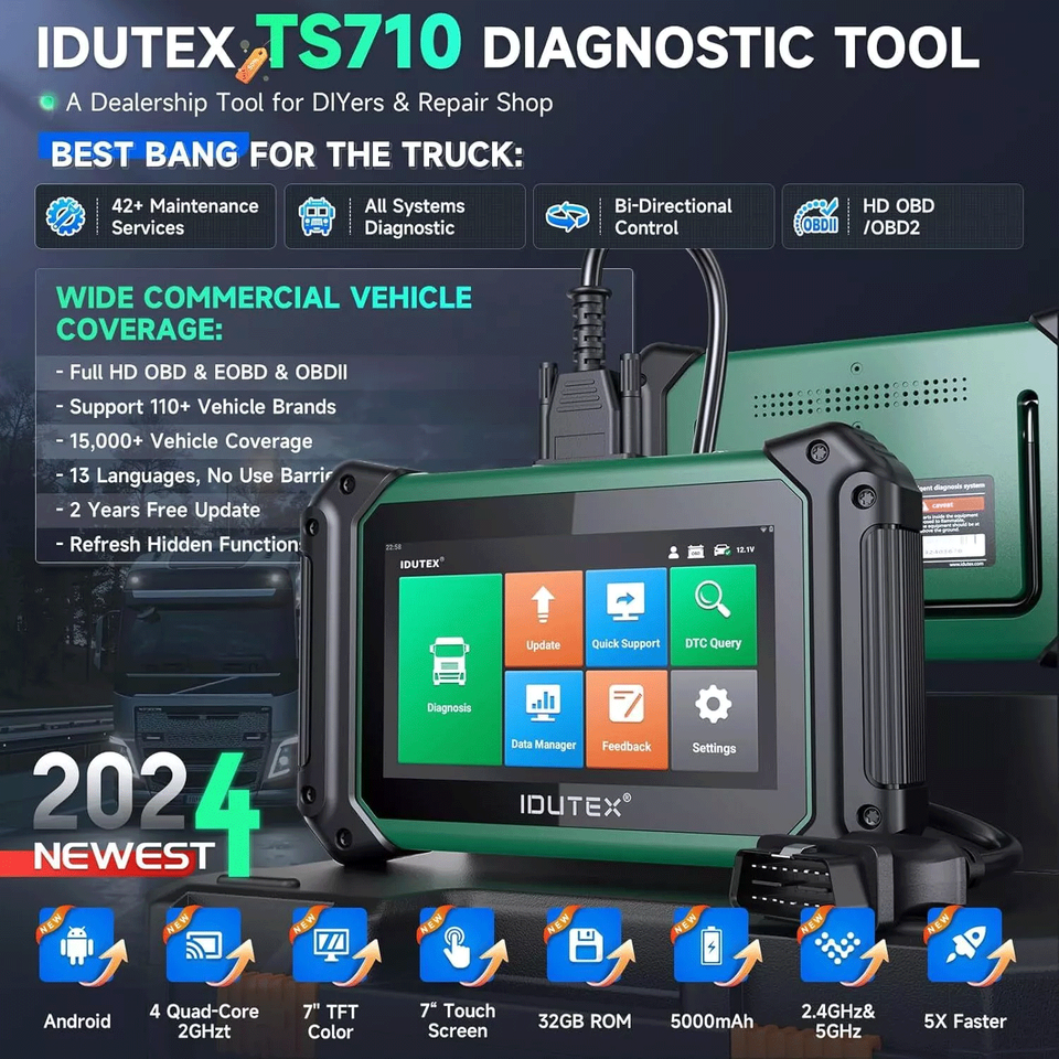 IDUTEX 24V OBD Diesel Truck Diagnostic Tool HGV Truck All System ...