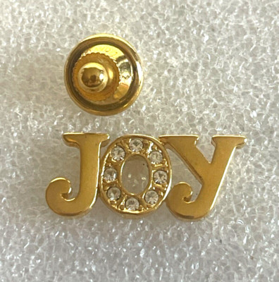 Vintage Avon Joy Lettering Gold Tone W/ Rhinestones Lapel Pin. #18 | eBay