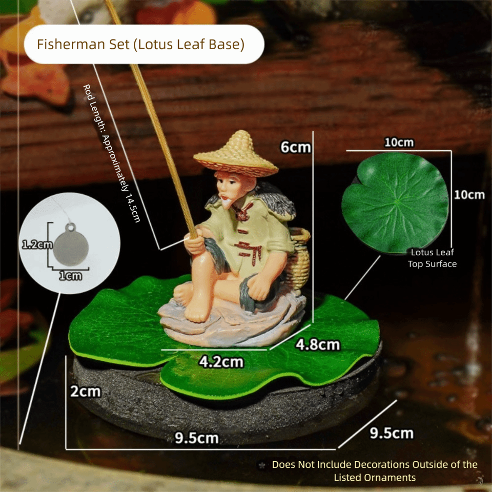 Floating Old Man Fishing Ornament PVC Fish Tank Decoration Car Ornament ...