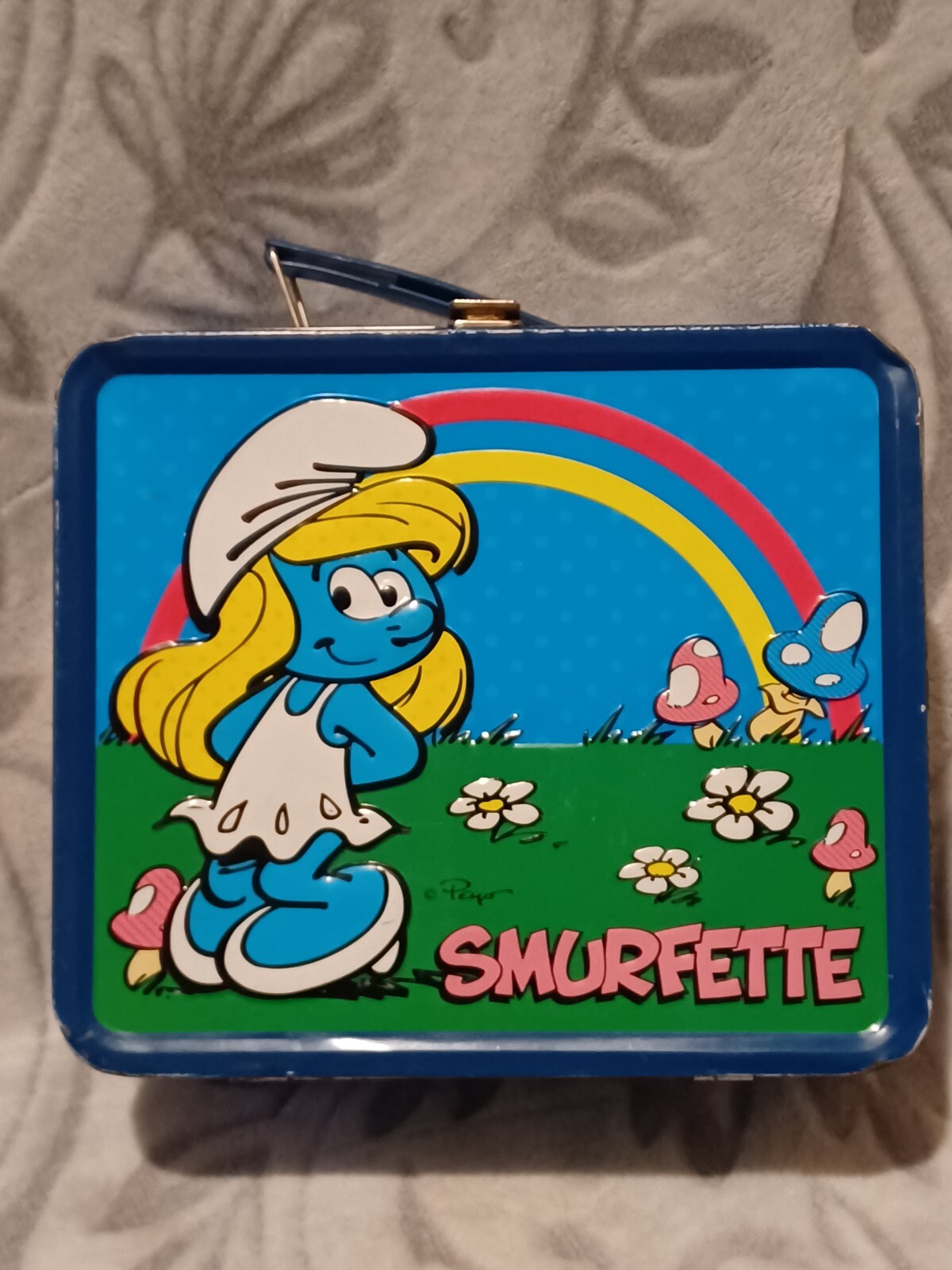 2009 Smurfs Smurfette Blue Metal Lunch Box Tin. Old Retro Style ...