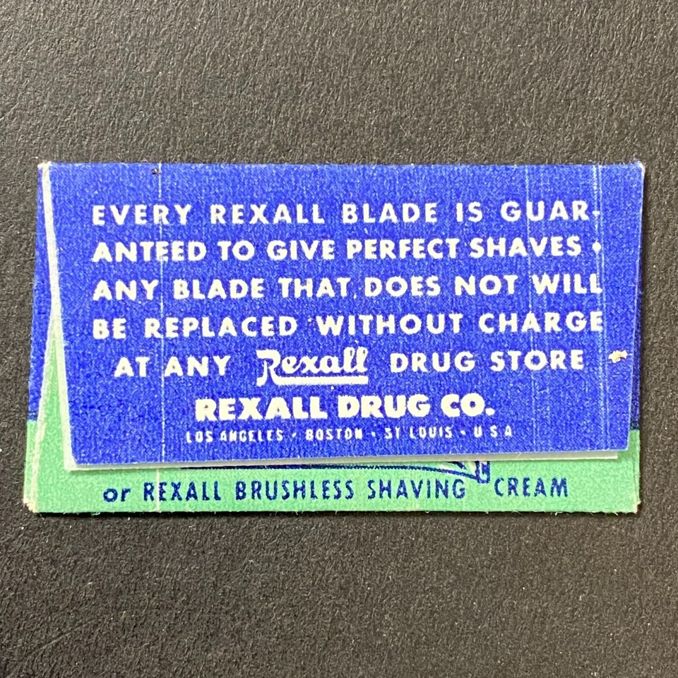 Rexall Concave Vintage Shaving Razor Blade Packet c1940's-50's | eBay