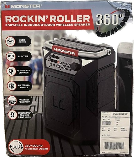 Monster Rockin Roller 360 Portable Indoor/Outdoor Bluetooth Speaker for ...
