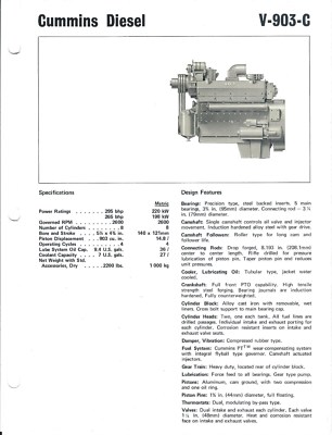 Equipment Brochure - Cummins - V-903-C - Diesel Engine - c1976 (E4157 ...