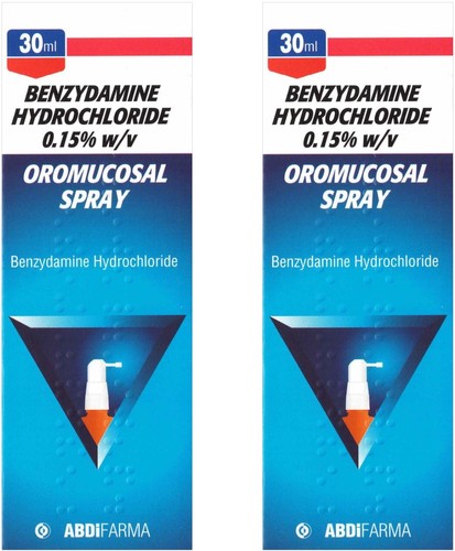 2 x DIFFLAM GENERIC - Benzydamine Hydrochloride 0.15% Sore Throat Spray ...