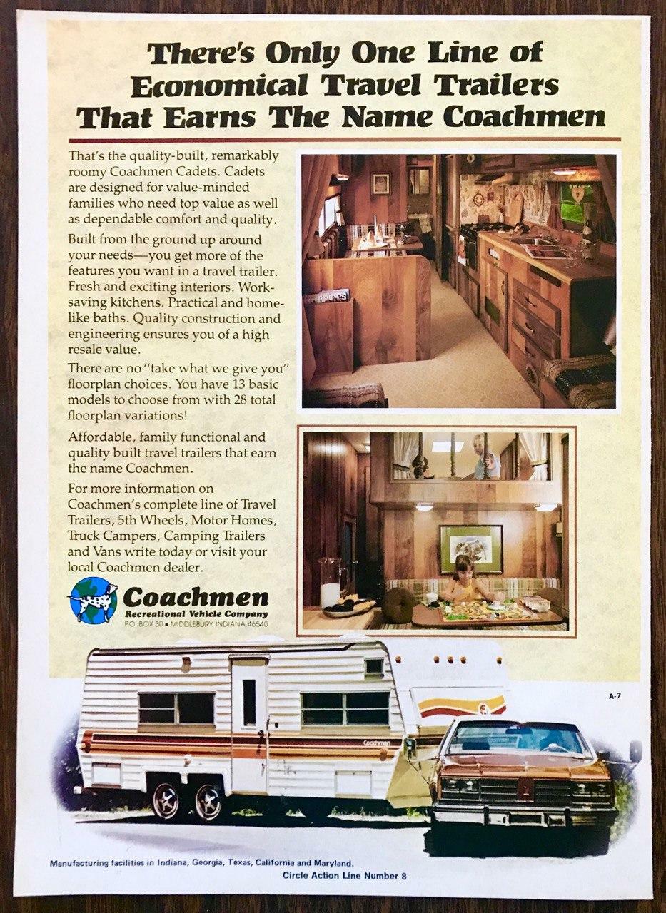 1979 Coachmen RVs Travel Trailers PRINT AD Remarkably Roomy Coachmen ...