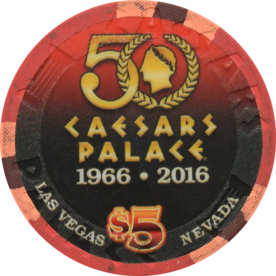 Caesars Palace Casino Las Vegas Nevada $5 50th Anniversary Color Photo ...