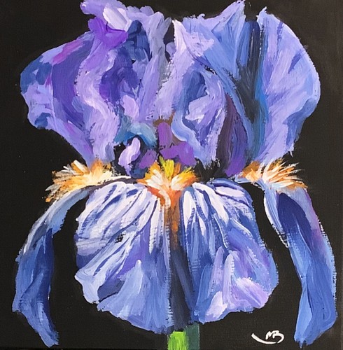 Art IRIS Flower Impressionism Acrylic Original 5x5 in. Canvas Panel ...