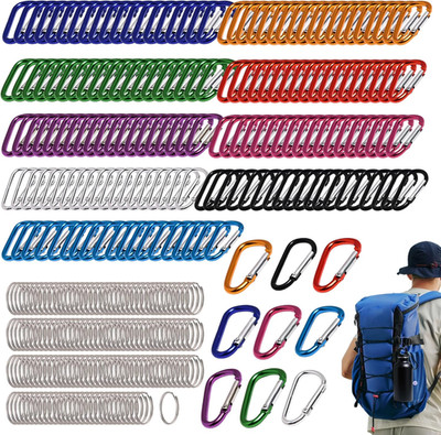 180 Pcs 1.8" Small Aluminum Clip Keychain Buckle Clip Bulk Mini ...