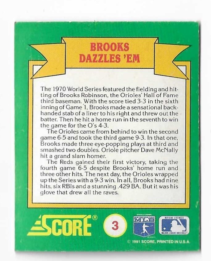 1991 Score Baseball Brooks Dazzles 'Em Magic Motion: World Series ...