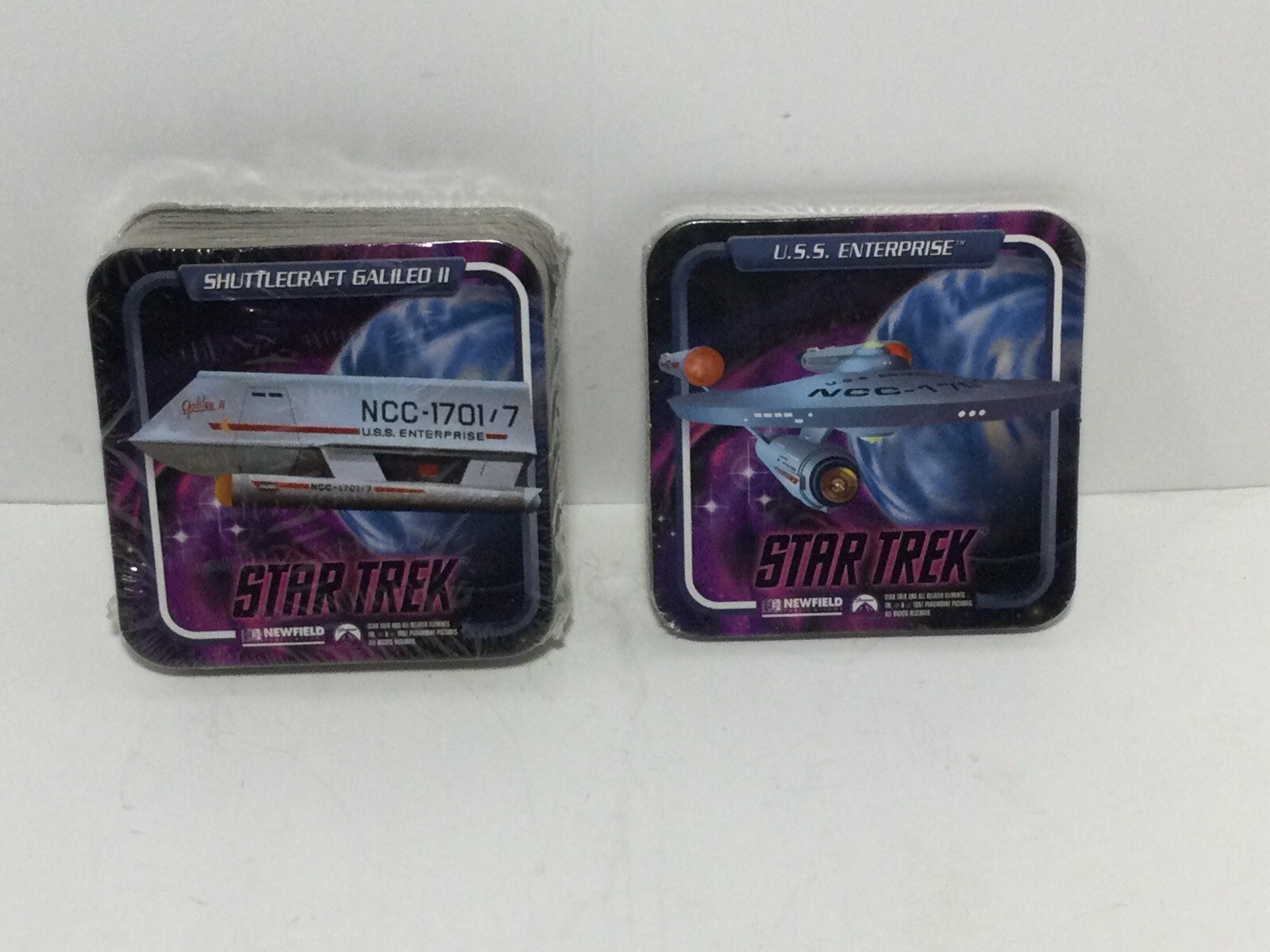 STAR TREK Factory Sealed Coasters Lot of 2 USS Enterprise 4 and Galileo ...