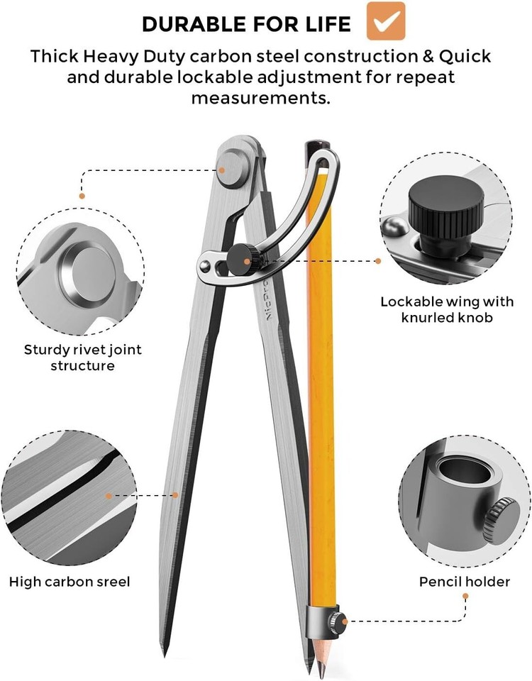 Compass Pencil Drawing Tool Drafting Compass for Geometry Woodworking ...