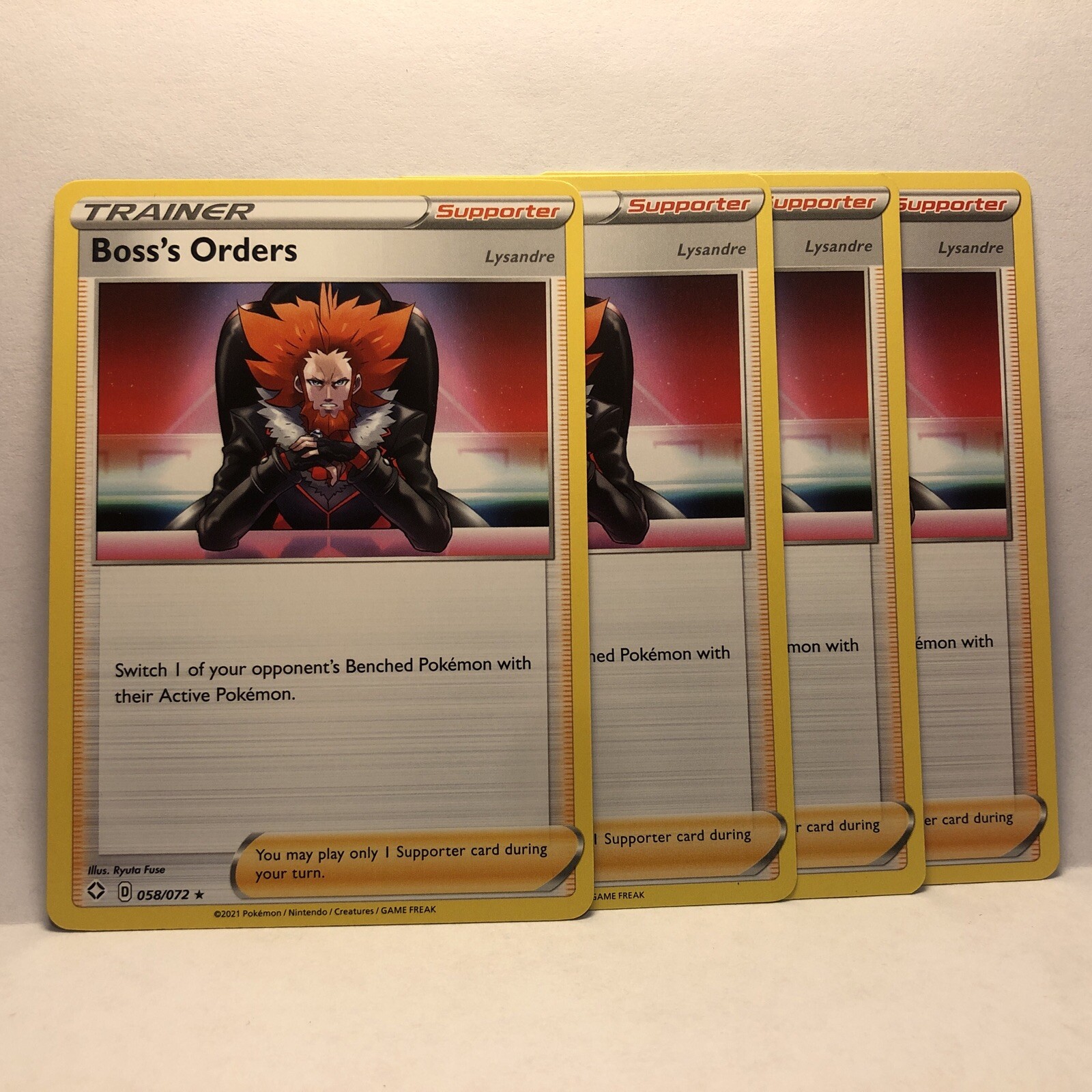 4x Boss's Orders 058/072 Non-Holo Rare Pokemon Card Shining Fates TCG ...